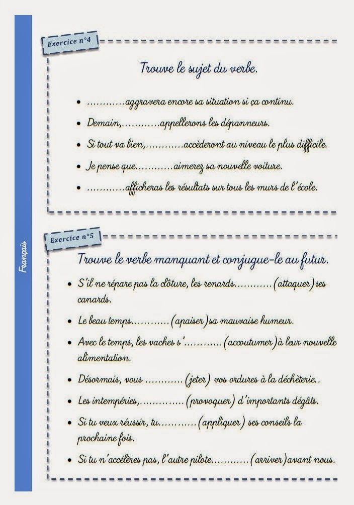 exercices de revisions pour 5eme et 6eme années grammaire -conjugaison ...