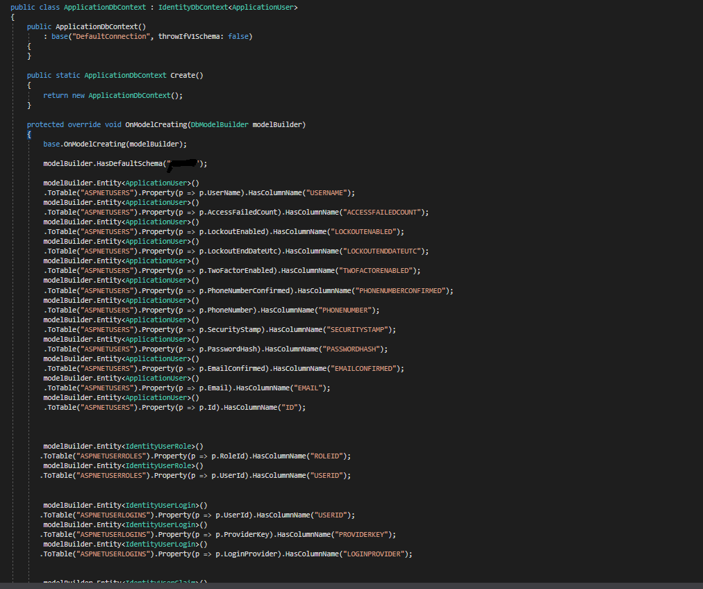 ASP.NET Identity With Oracle Database