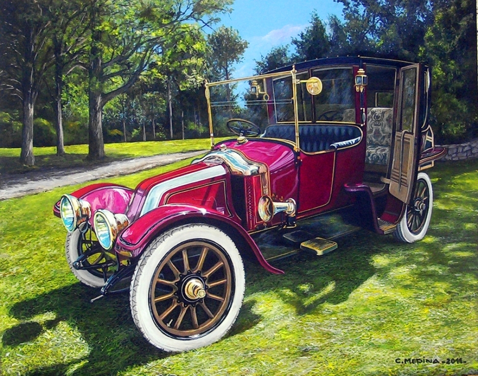 Arte y Actividad Cultural: ARTE CARROS ANTIGUOS ÓLEO