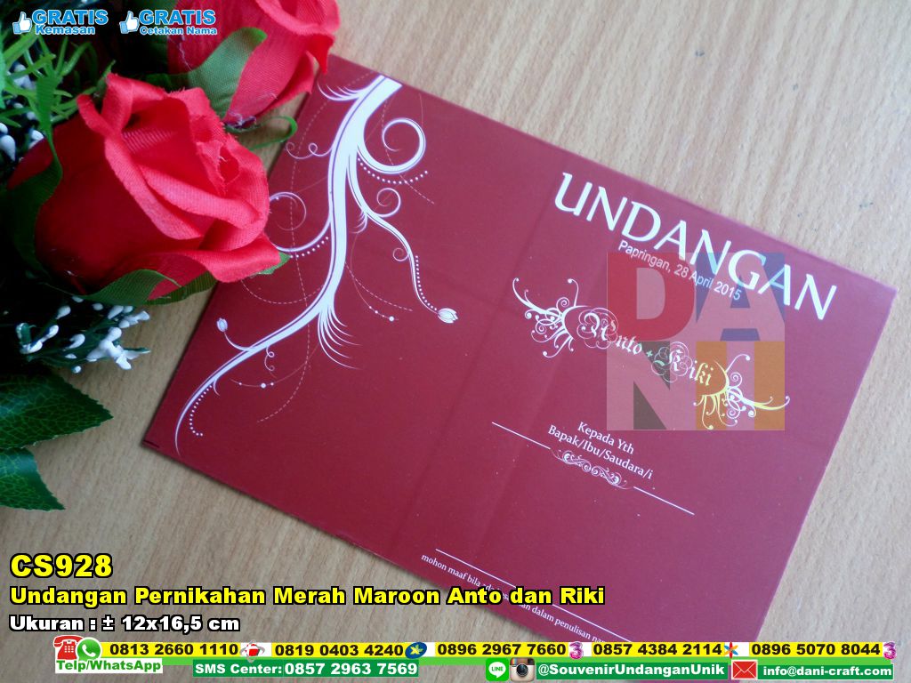 Undangan Pernikahan Merah Maroon Anto Dan Riki | Souvenir Pernikahan