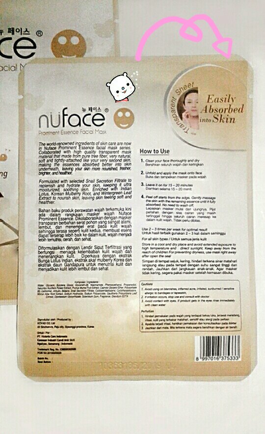 Review Sheet Mask Nuface Prominent Essence Facial Mask