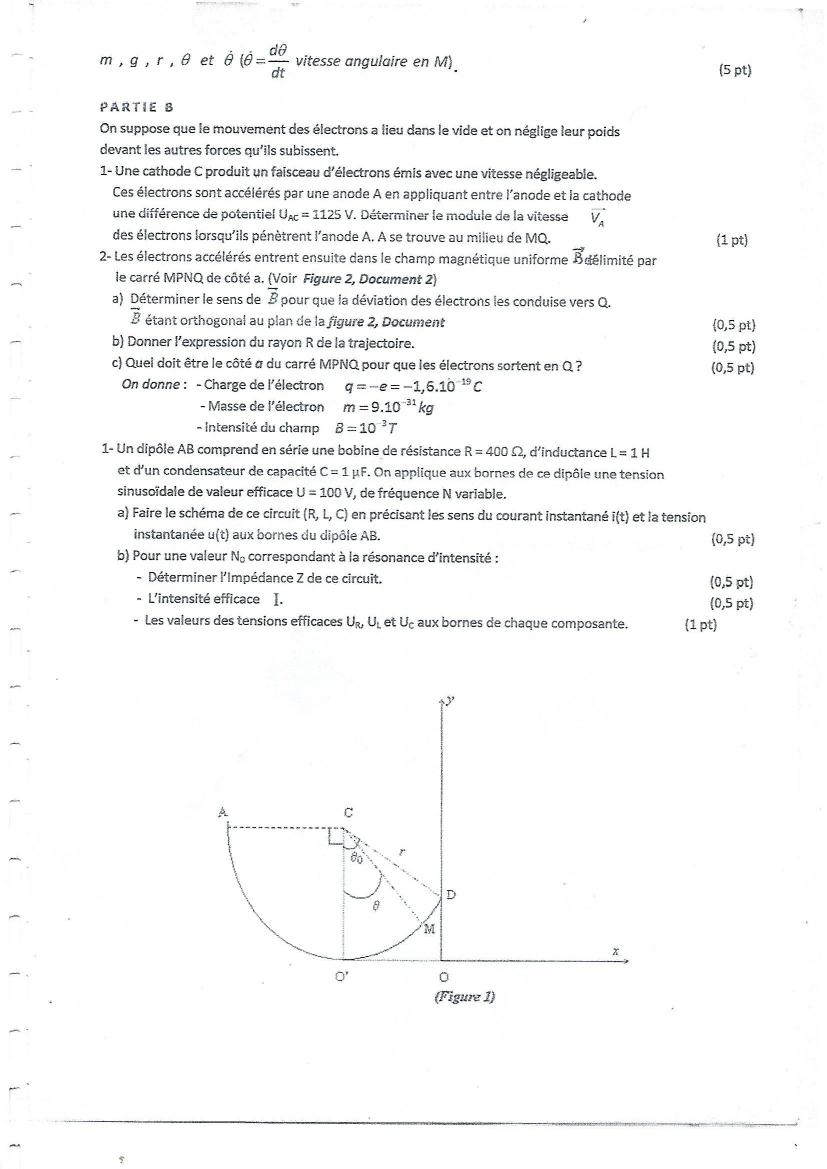 Sujet BAC serie D session 2000 - Épreuve Sciences Physiques à Madagascar - Sujets BAC S 2019 ...