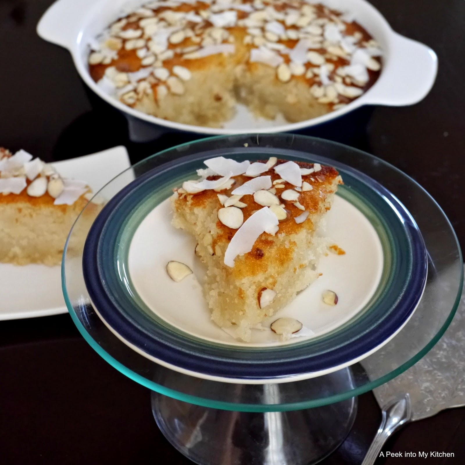 A Peek into My Kitchen: Basbousa - Semolina Cake ~ Day 136