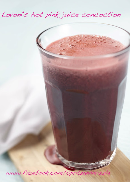 spritz and drizzle: Lovoni's hot pink juice concoction