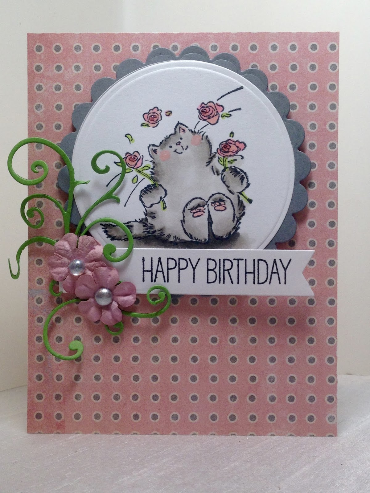 Amy's Creative Pursuits: Cats and Flowers Card