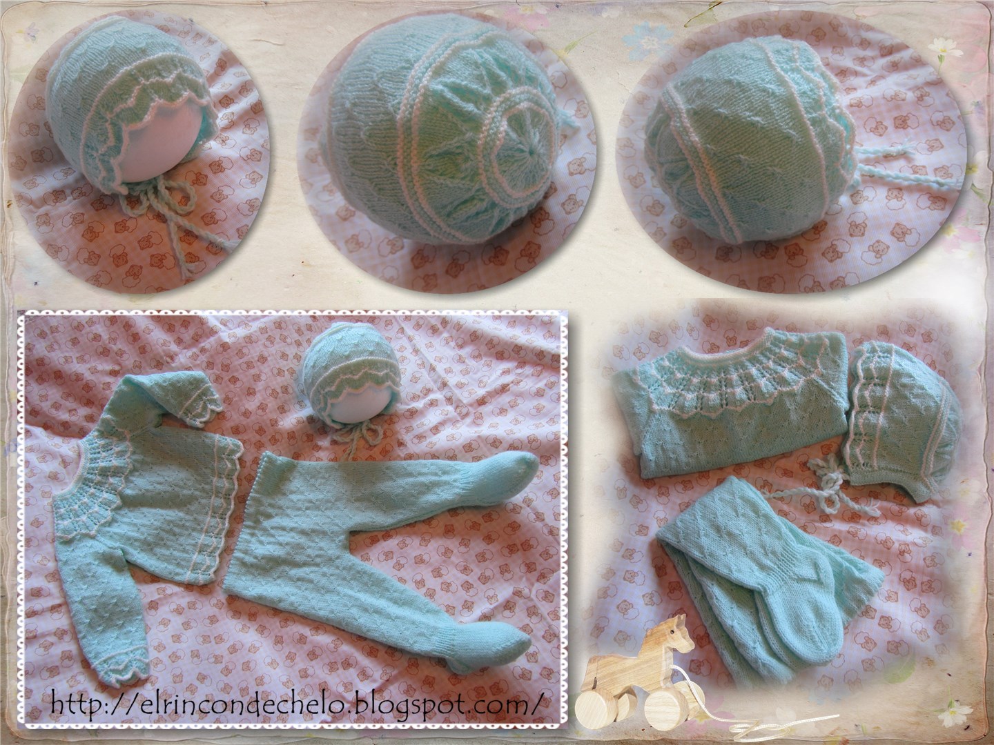 El rincón de Chelo: Conjunto para bebé en color verde