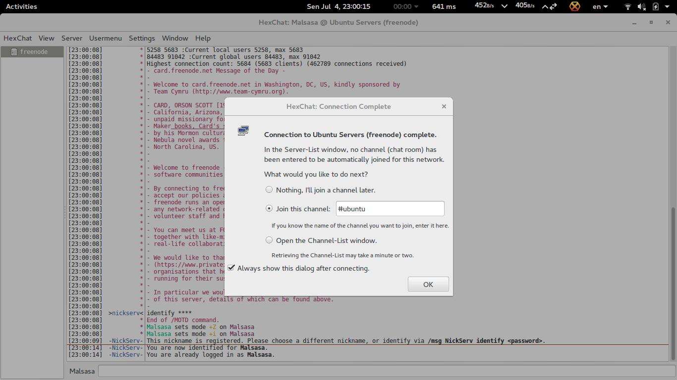 How To Join Registered Nickname to Freenode IRC with Hexchat