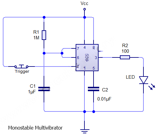 Monostable 555 Multivibrator Circuit - SHAH JEE PRODUCTION