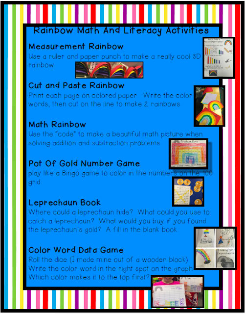 Rainbow Math and Literacy Activities - I Love Kindergarten