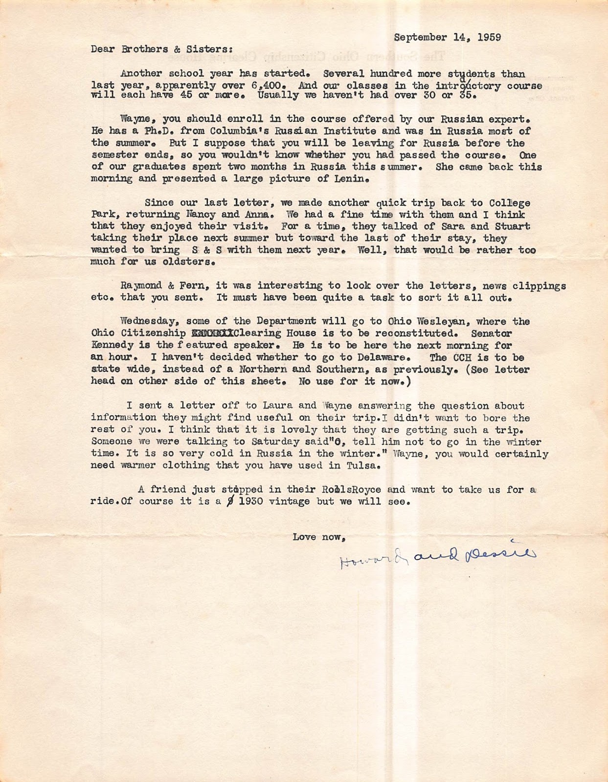 Letters from the Past: Letters from 1959