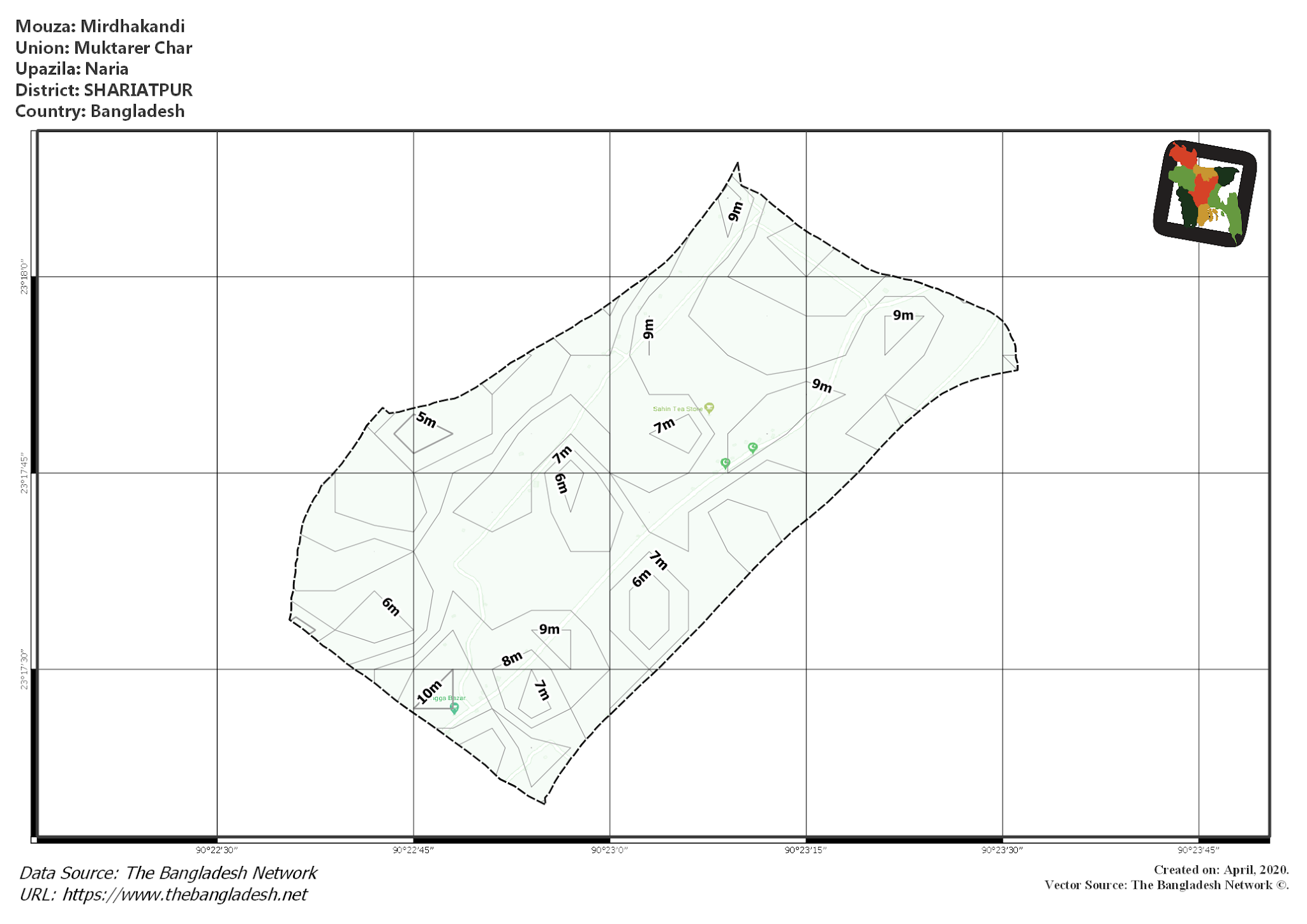 Map of Mirdhakandi Mouza, Naria, Shariatpur