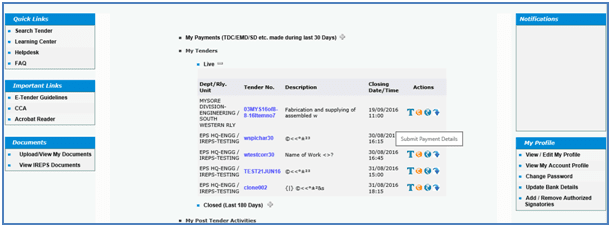 EMD Payment for Works Tenders on IREPS website - eTenders Info