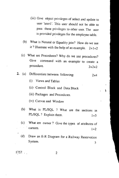 GNDU PGDCA Data Base Design 2012 Question Paper - University Question ...