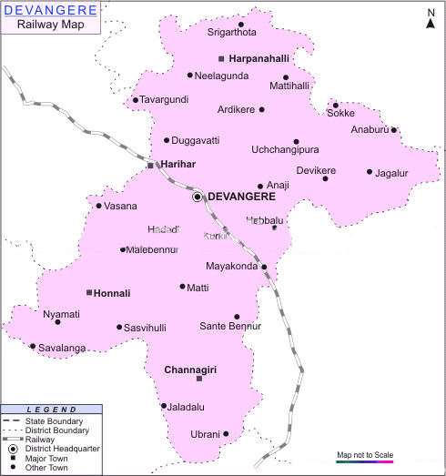 Rail-Map-india: Davengere_railway_map