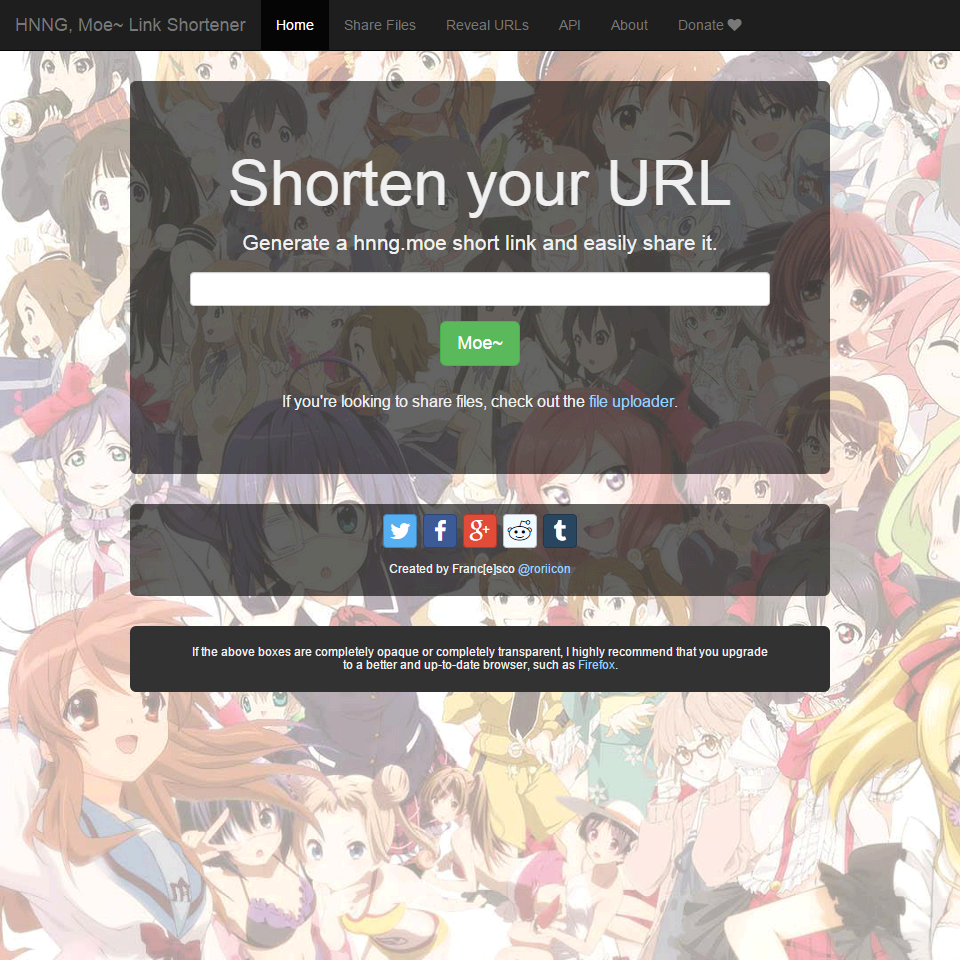 Hibiki The .moe Domain Explorer: hnng.moe - URL Shortener Can't Be This Moe