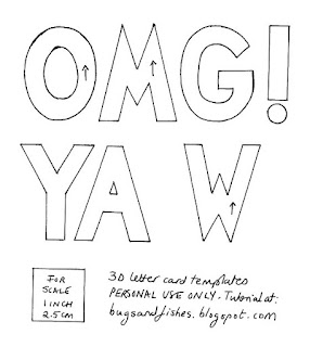 Bugs and Fishes by Lupin: Easy 3D Letter Cards Tutorial: OMG! Wow! Yay!