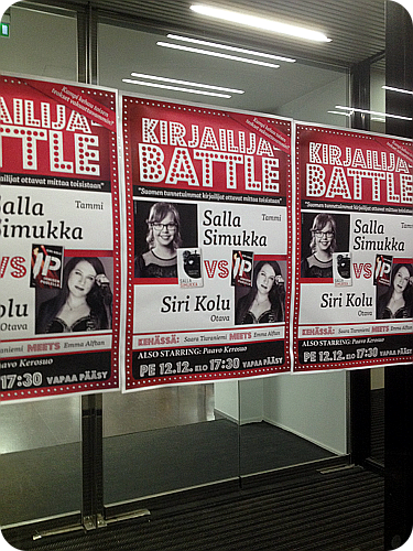 kujerruksia: Lavalta: Kirjailijabattle - Salla Simukka vs. Siri Kolu ...