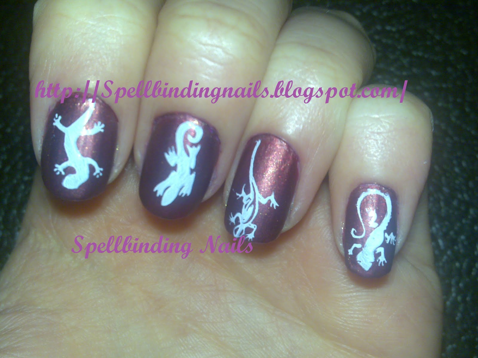 Beauty Nails: HB04 + 'Sparkly Green Lizards'