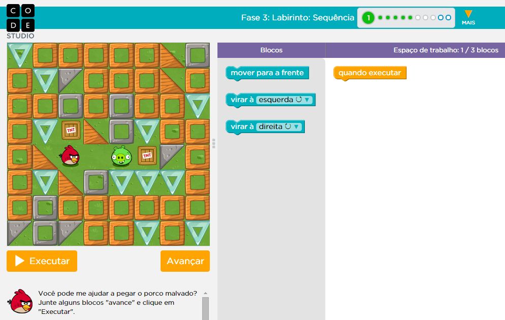 Programação no 1.º ciclo: Programação, com Angry Birds!