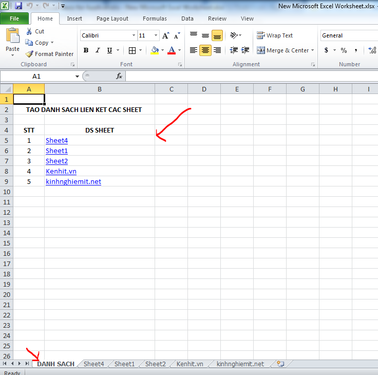 Cách tạo mục lục danh sách các sheet trong Excel