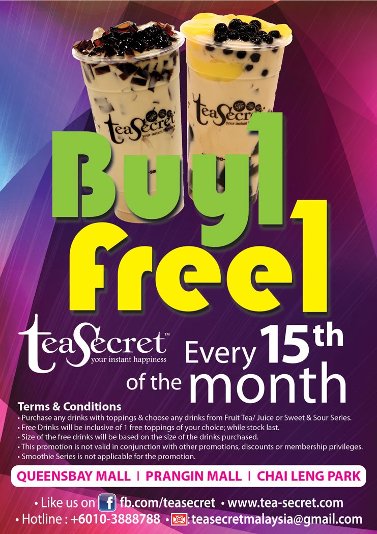 I Love Freebies Malaysia: Promotions > Tea Secret Buy 1 FREE 1 every ...