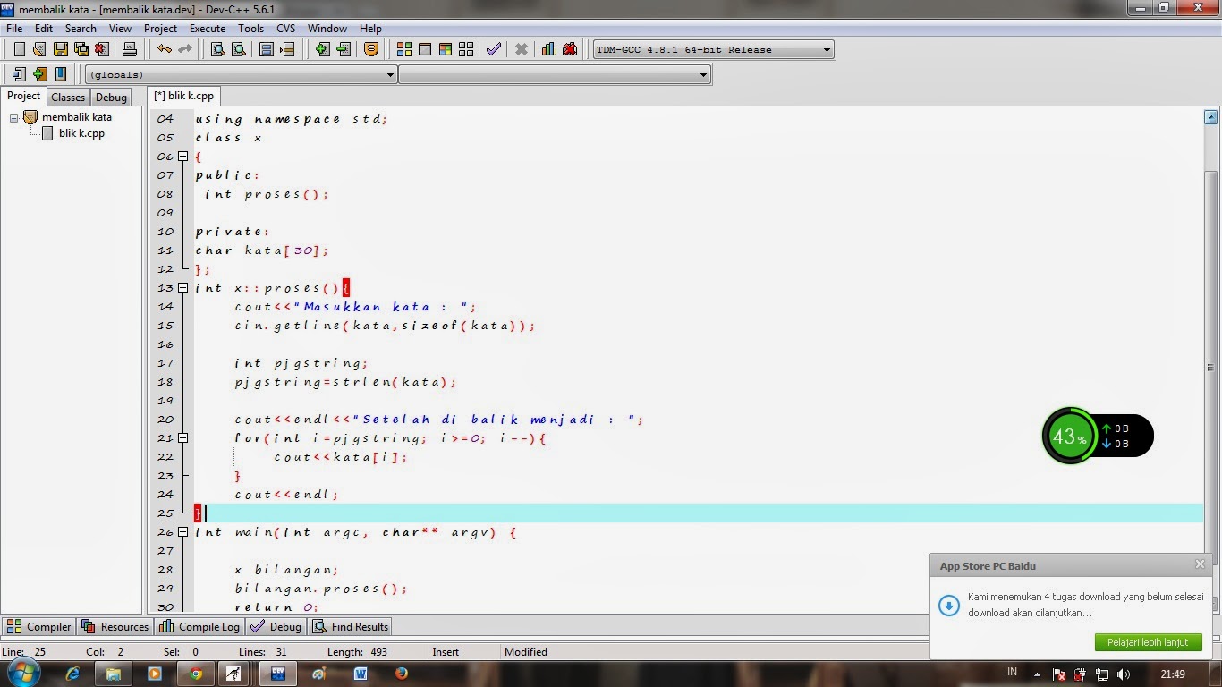 Program Membalik Kata C++ | Anang Hidayatullah
