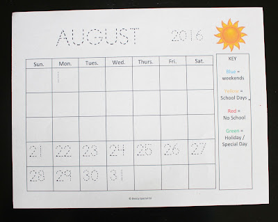 Visual Color Coded Calendars for Students with Special Needs - Breezy ...