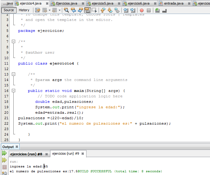 ejercicios en pseint y java
