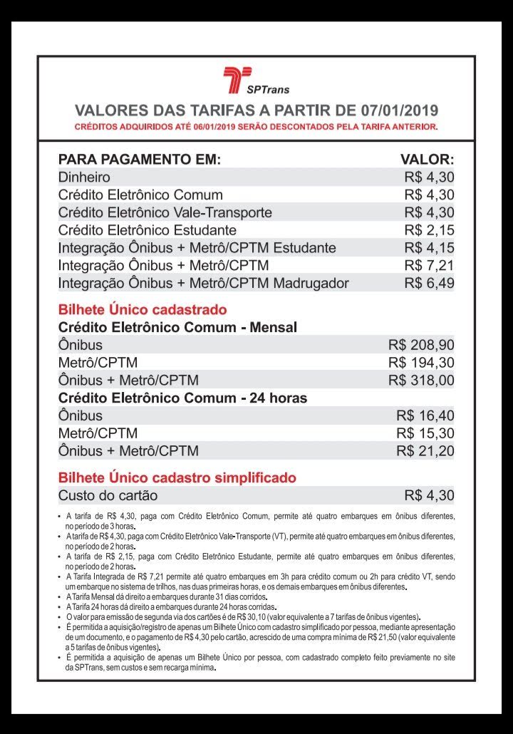 Litoralbus Novos Valores Das Tarifas Da Sp Trans