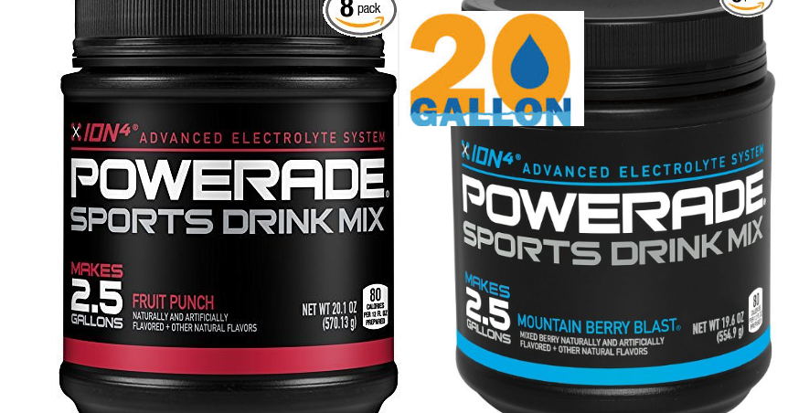 8 Canisters of Powerade Drink Mix Fruit Bunch or Mountain Berry Blast ...