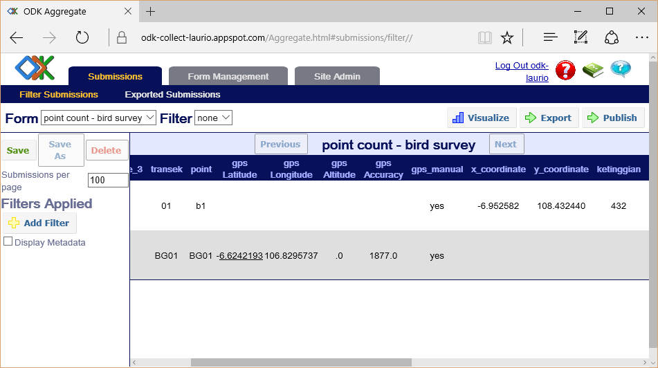 Menggunakan ODK collect - megadiveristy zone
