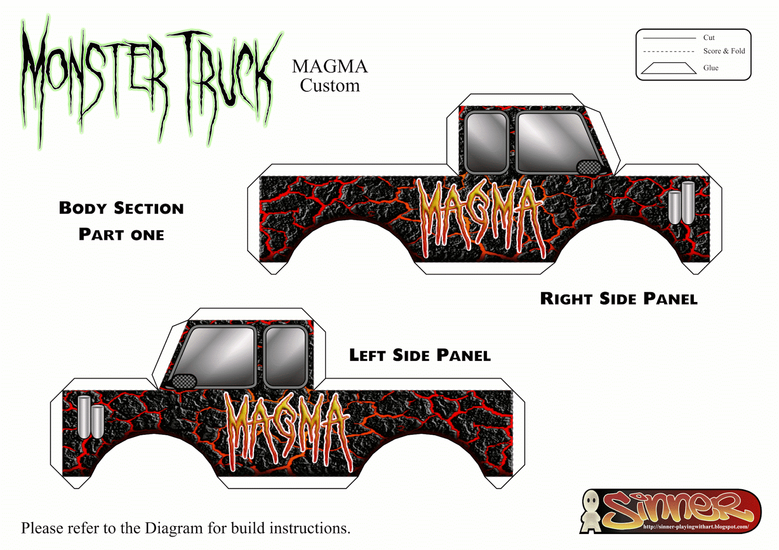 SP. Papel Modelismo: PaperCraft Monster Truk Magma