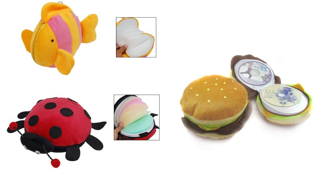 Adorable Plush DVD/CD Holders $2.59 + Free Shipping. Hamburger, Lady ...