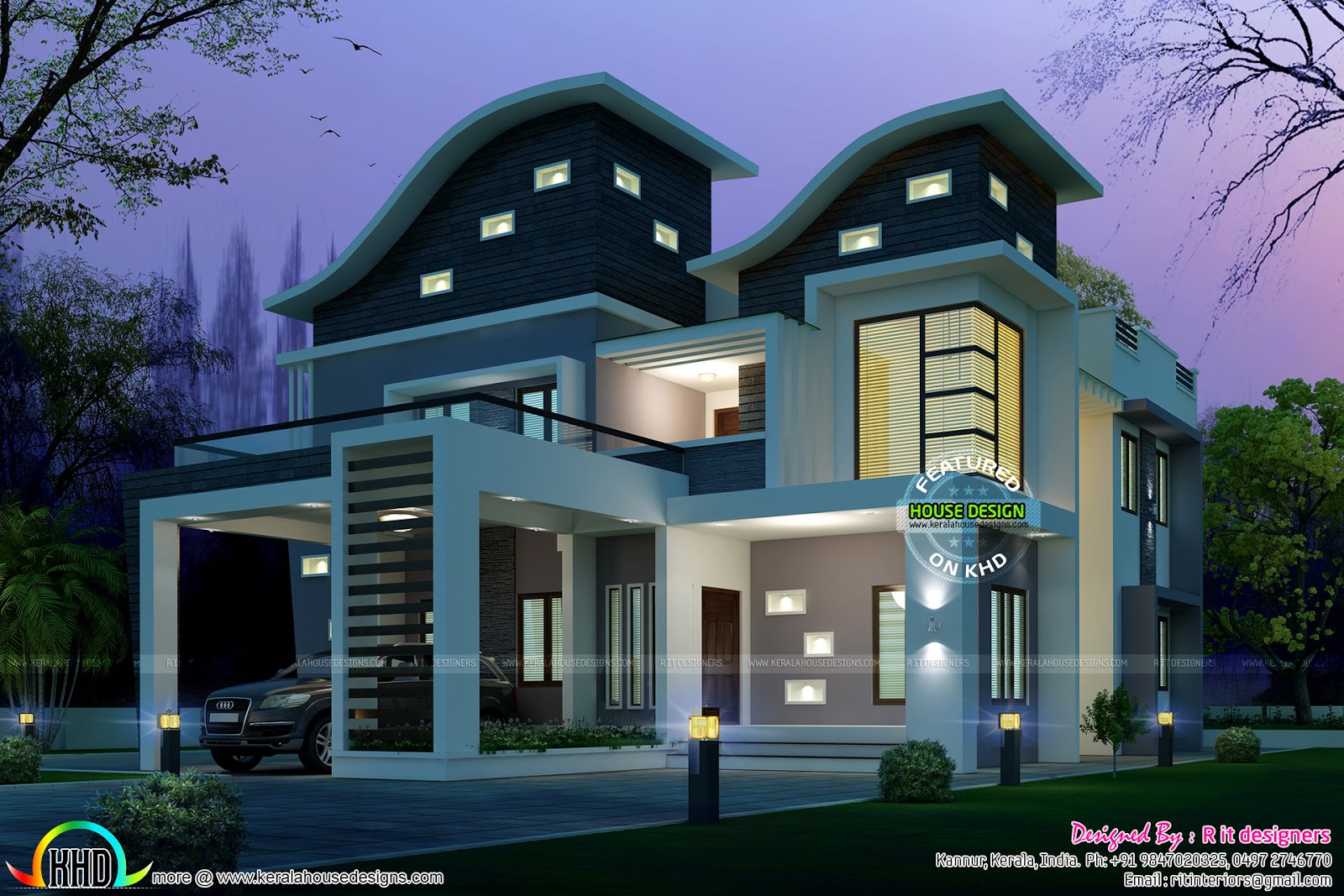 Ultra modern wavy roof home plan - Kerala Home Design and Floor Plans ...