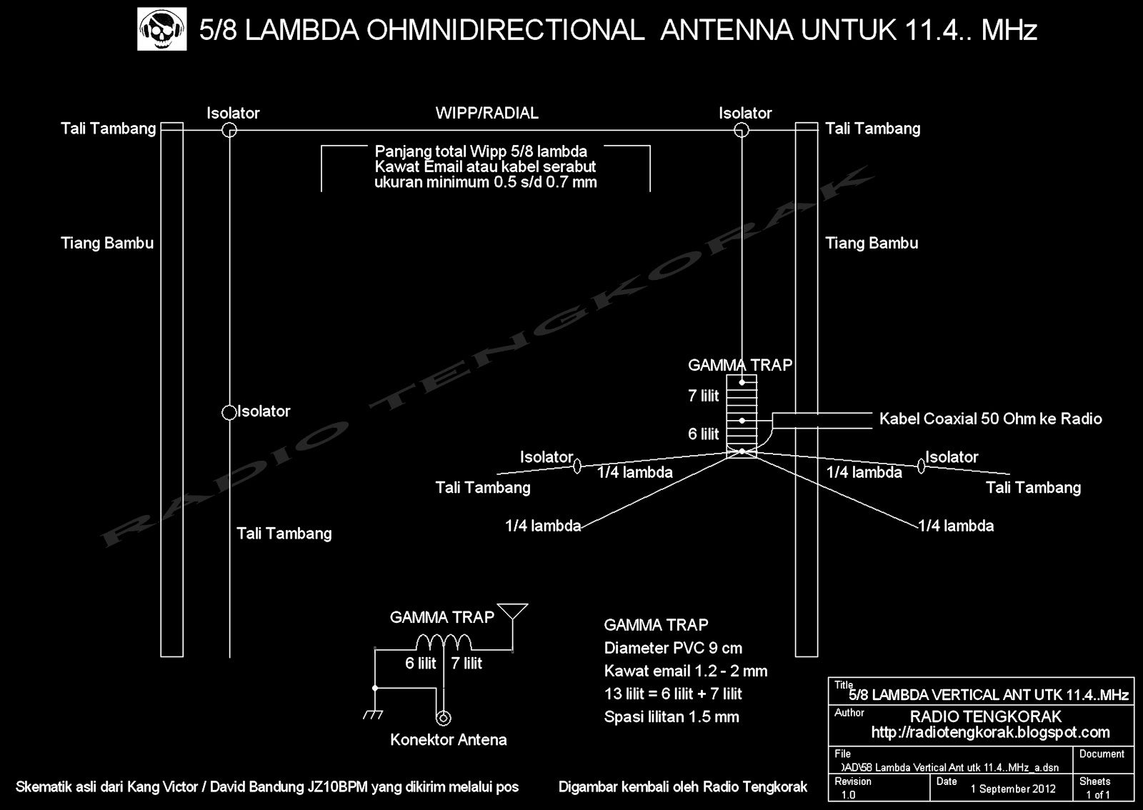 RADIO TENGKORAK: 5/8 LAMBDA OHMNIDIRECTIONAL ANTENNA UNTUK 11.4.. MHz