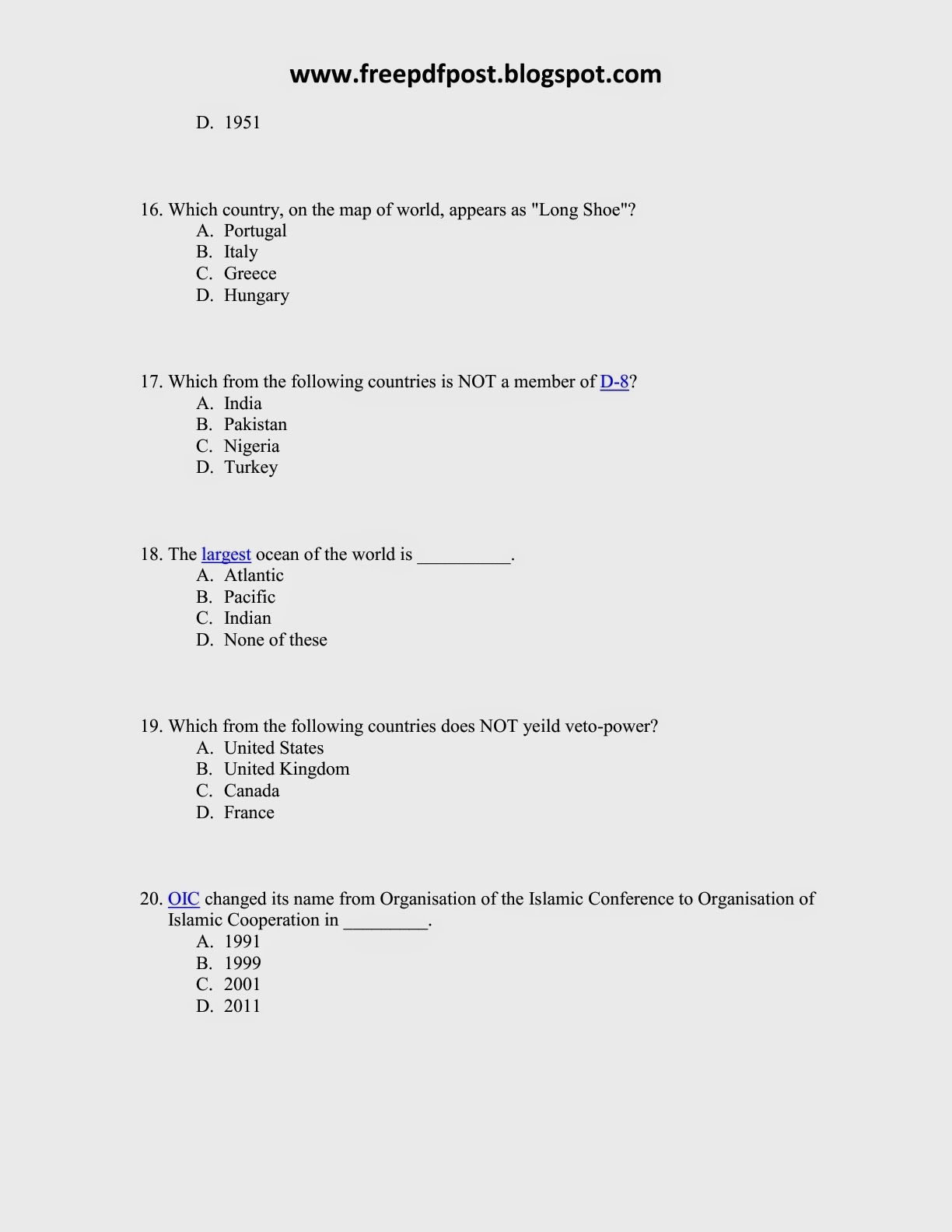 General Knowledge MCQs | Free Books Store
