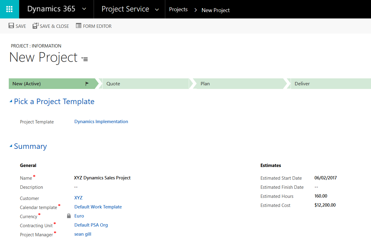 Project Service Automation - Project Templates - Joe Gill