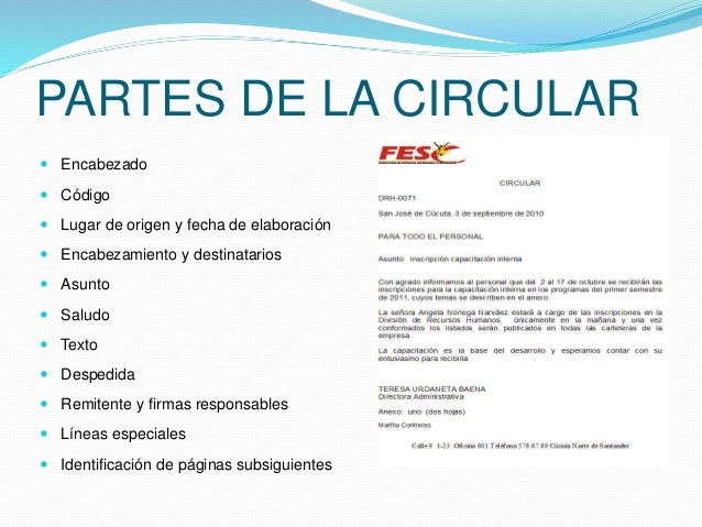 PRODUCCIÓN E INTERPRETACION DE DOCUMENTOS 1: CIRCULARES