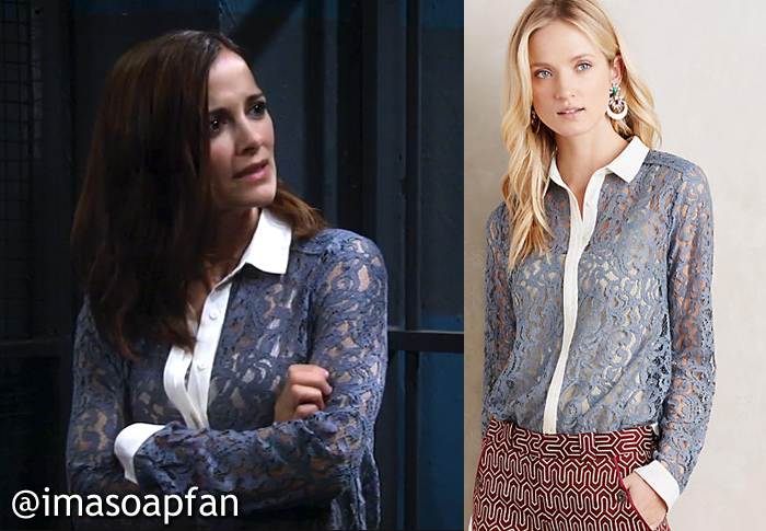 Hayden Barnes's Blue Lace Shirt - General Hospital, Season 54, Episode ...