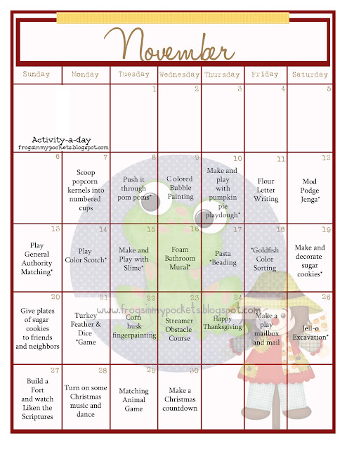 Frogs in My Pockets: November Activity-a-Day