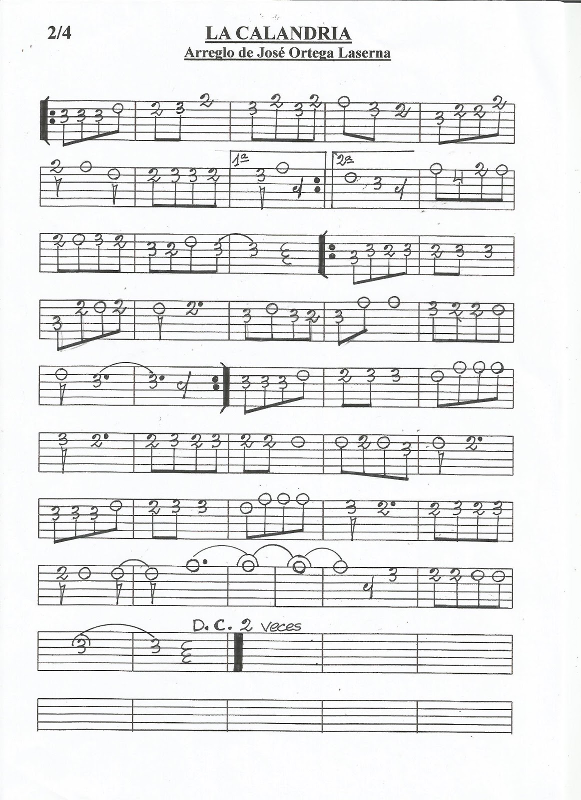 PARTITURAS EN CIFRA PARA BANDURRIA Y LAÚD DE JOSÉ ORTEGA LASERNA: LA ...