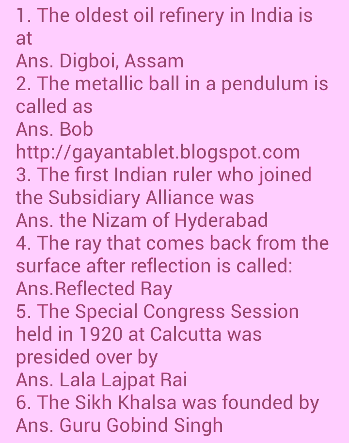 GK short notes for SSC CGL CPO Railway ESIC exams - Gayantablet