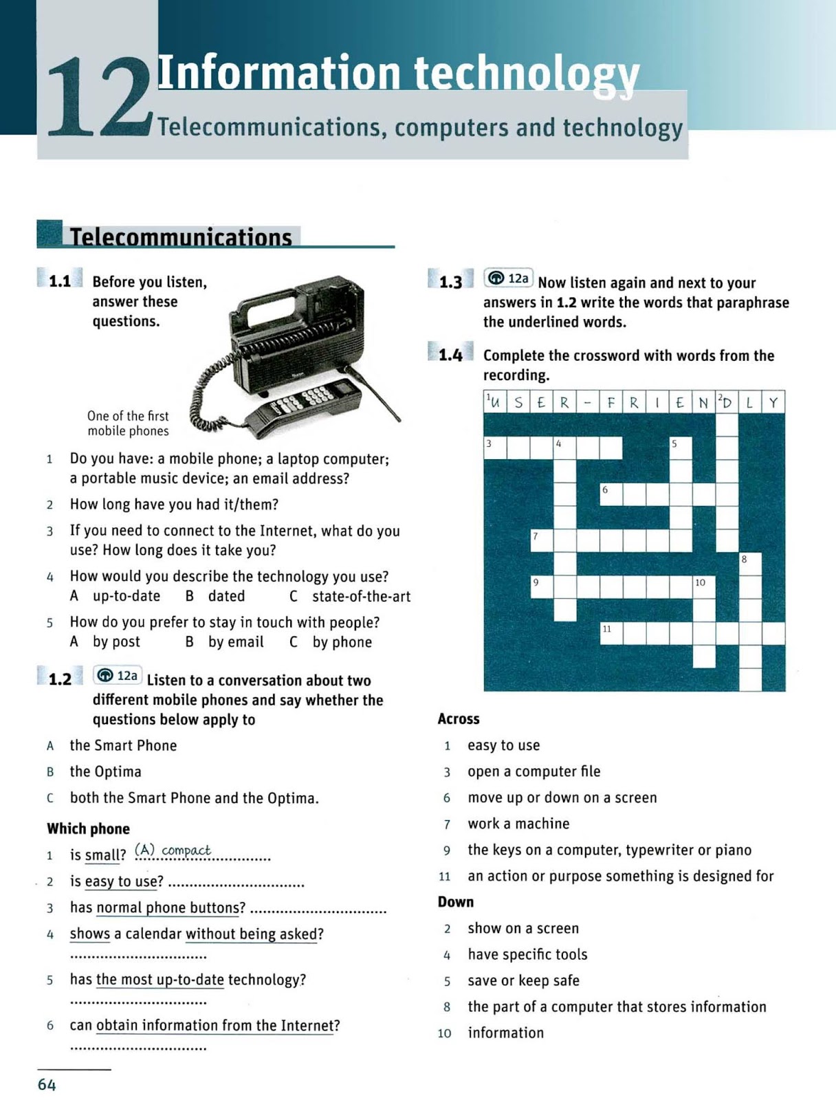 Unit 12 Information technology: Telecommunications, computers and technology
