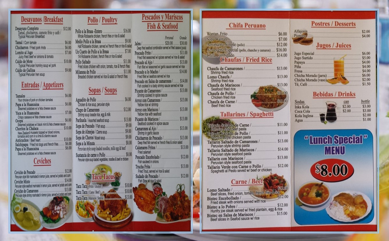 Mistura Peruvian Food: Menu