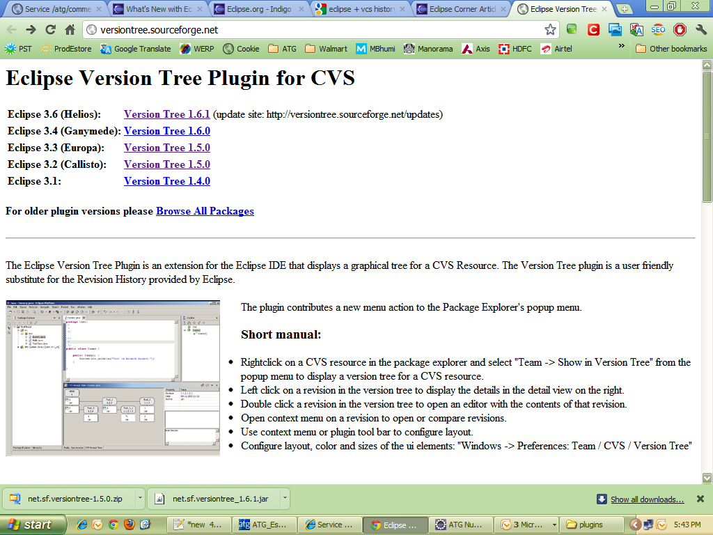 To view a graphical version tree of CVS @ Eclipse