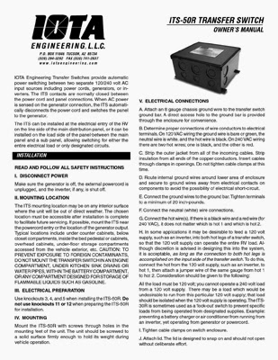 The RV Doctor: Burned Wires in IOTA Transfer Switch