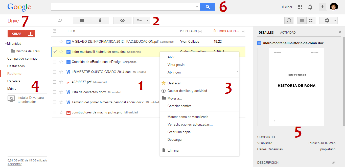 La interfaz de Google Drive ~ tics en educación