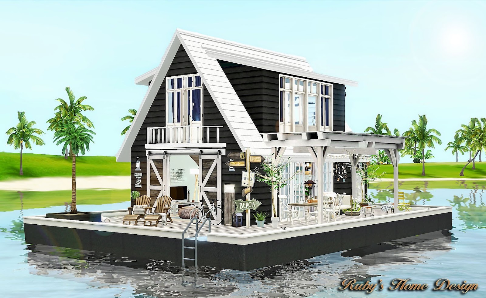 Sims3 The Floating Barn 水上船屋 [Ruby Red Sims]