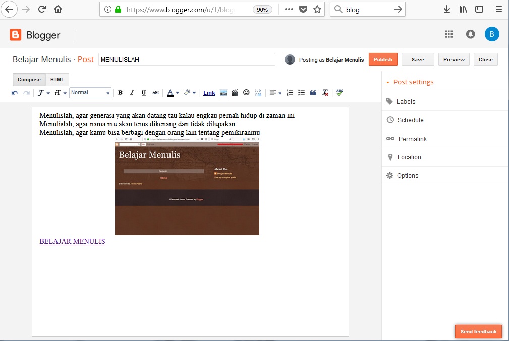 Cara Mudah Membuat Konten / Tulisan Pada Blog ~ BELAJAR MENULIS