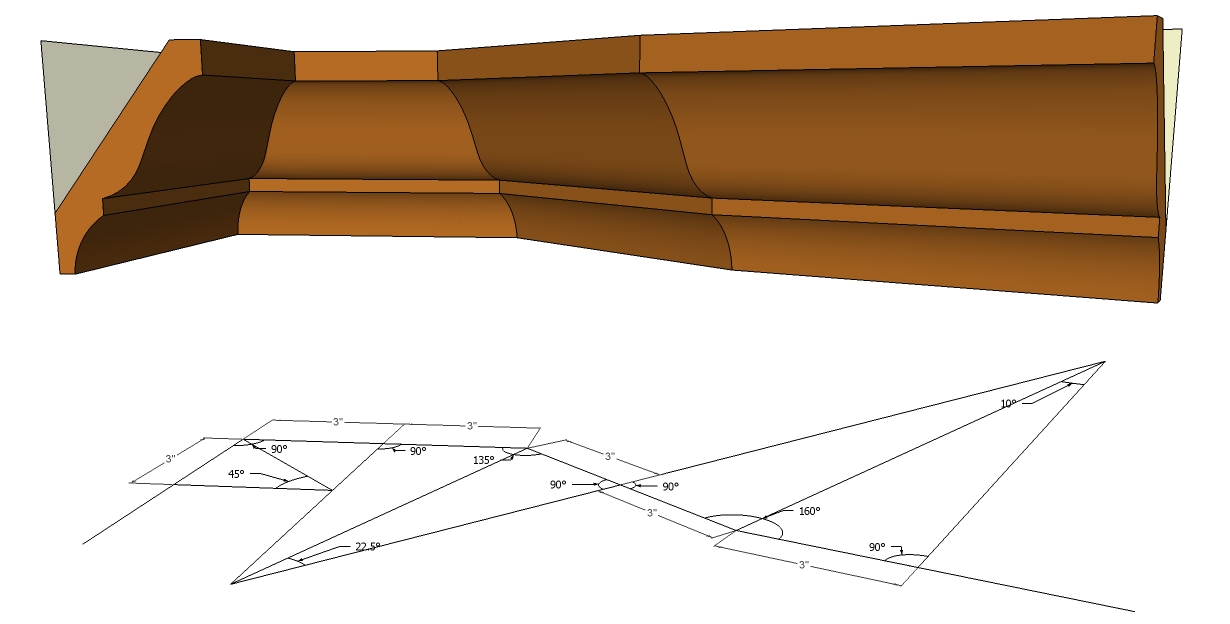 Roof Framing Geometry: Rake Crown Moulding Nested